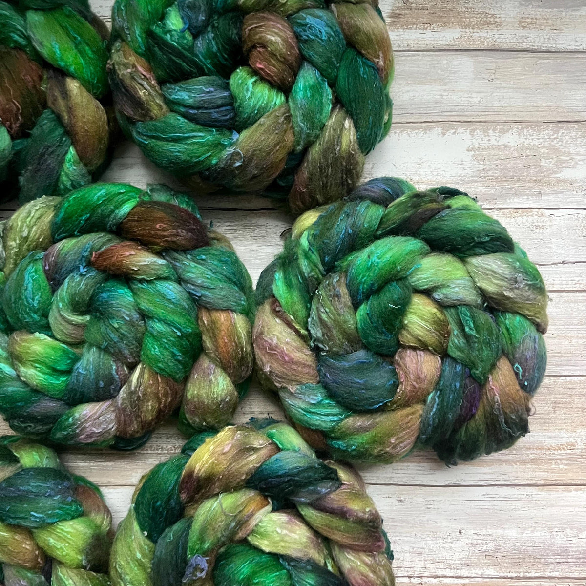 Merino Silk Slub Blend - "Coven" - Hand Dyed Wool Combed Top - Soft Sp ...